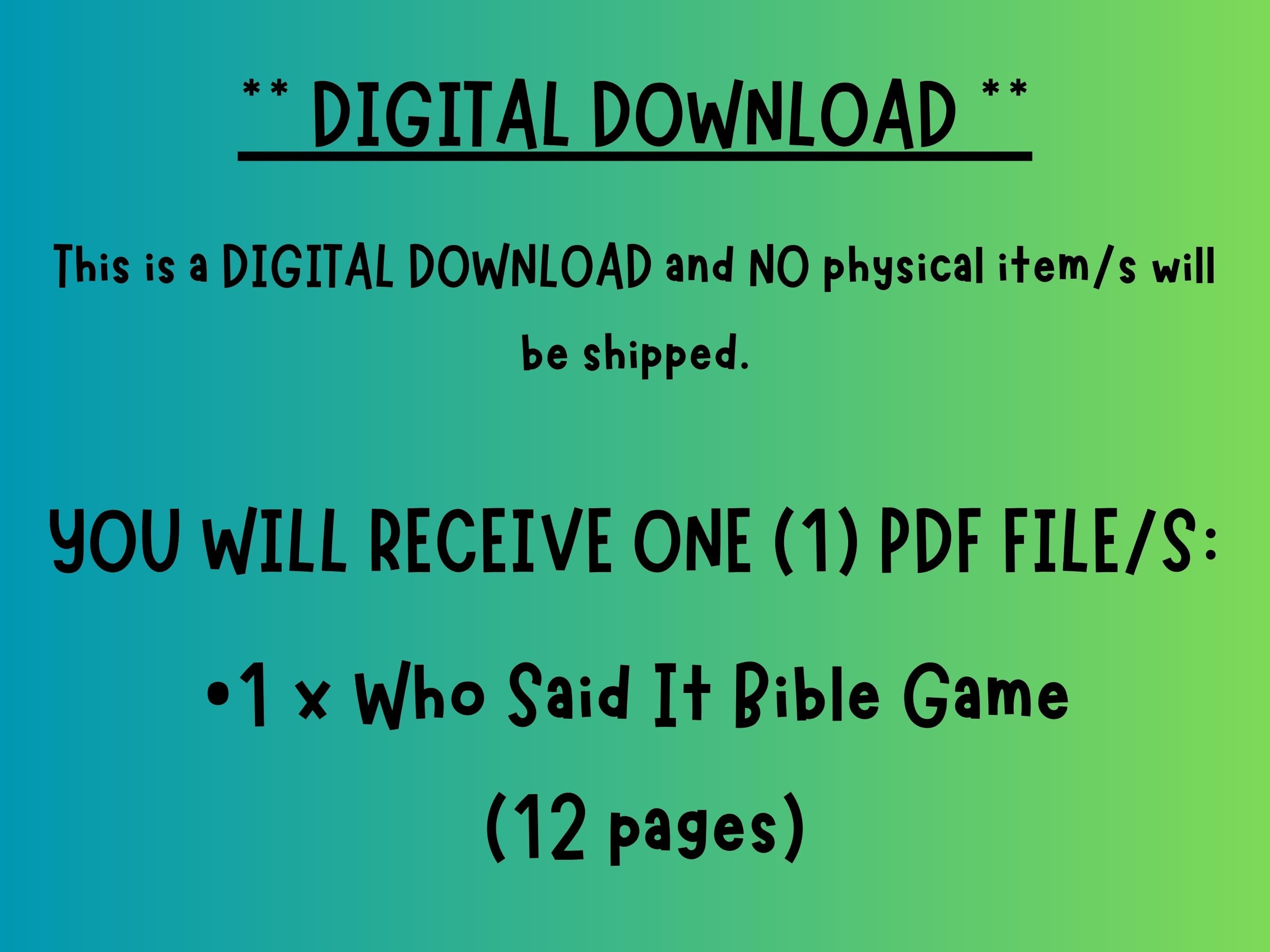 Who Said It Bible Game Bible Character Trivia Game Printable Bible ...
