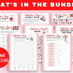 Valentine's Day Printable Games | Valentines Games Bundle | Valentines ...