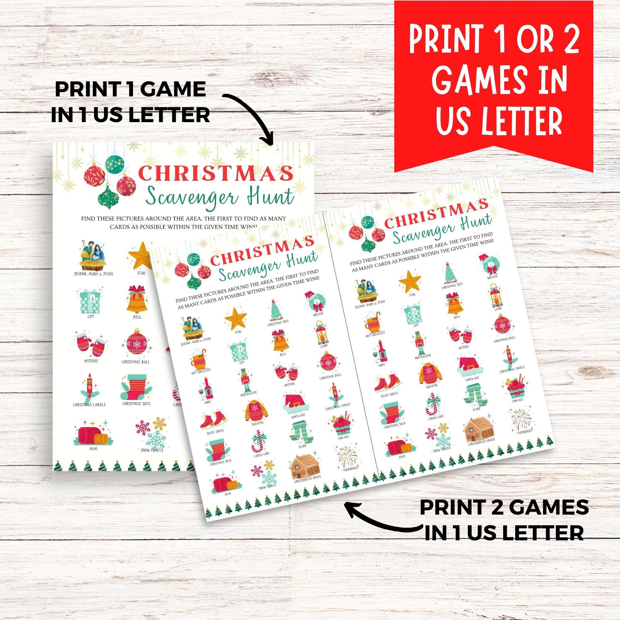 Printable Christmas Scavenger Hunt | Christmas Party Game | Treasure ...
