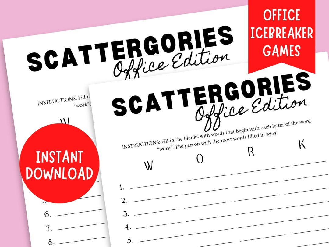 Scattergories Game: Office Edition Get to Know Me Game Team Building ...