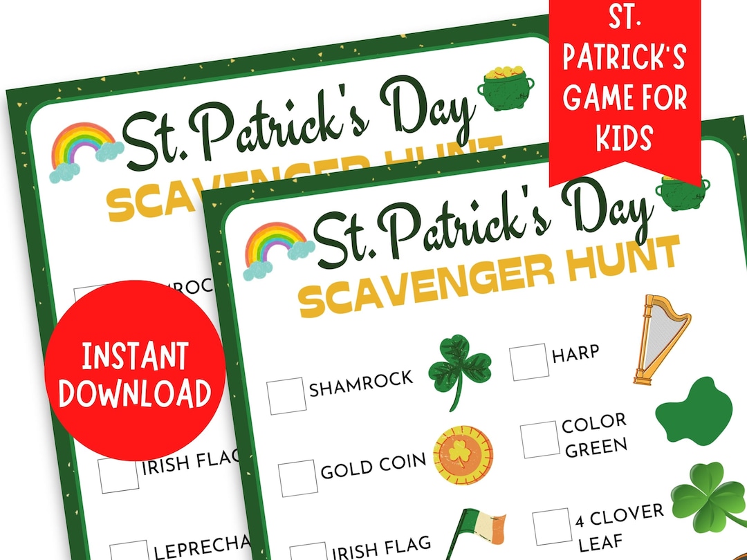 St. Patrick's Day Scavenger Hunt With Picture Cards to Hide Saint ...