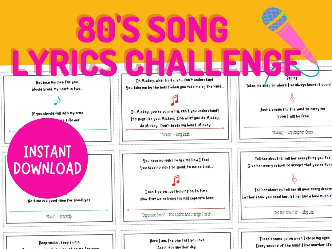 80’s Lyrics Challenge Game | Fast Thinking and Singing Game | Finish ...
