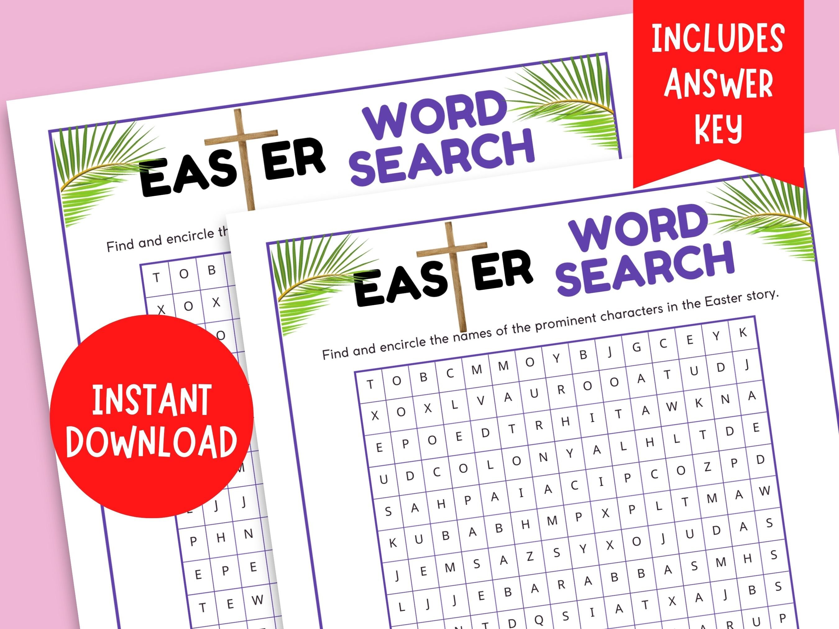 Easter Religious Word Search Game Printable Easter Game Printable Word ...