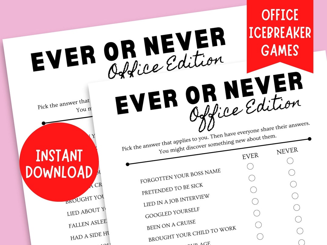 Ever or Never: Office Edition Printable Game Office Icebreakers Office ...