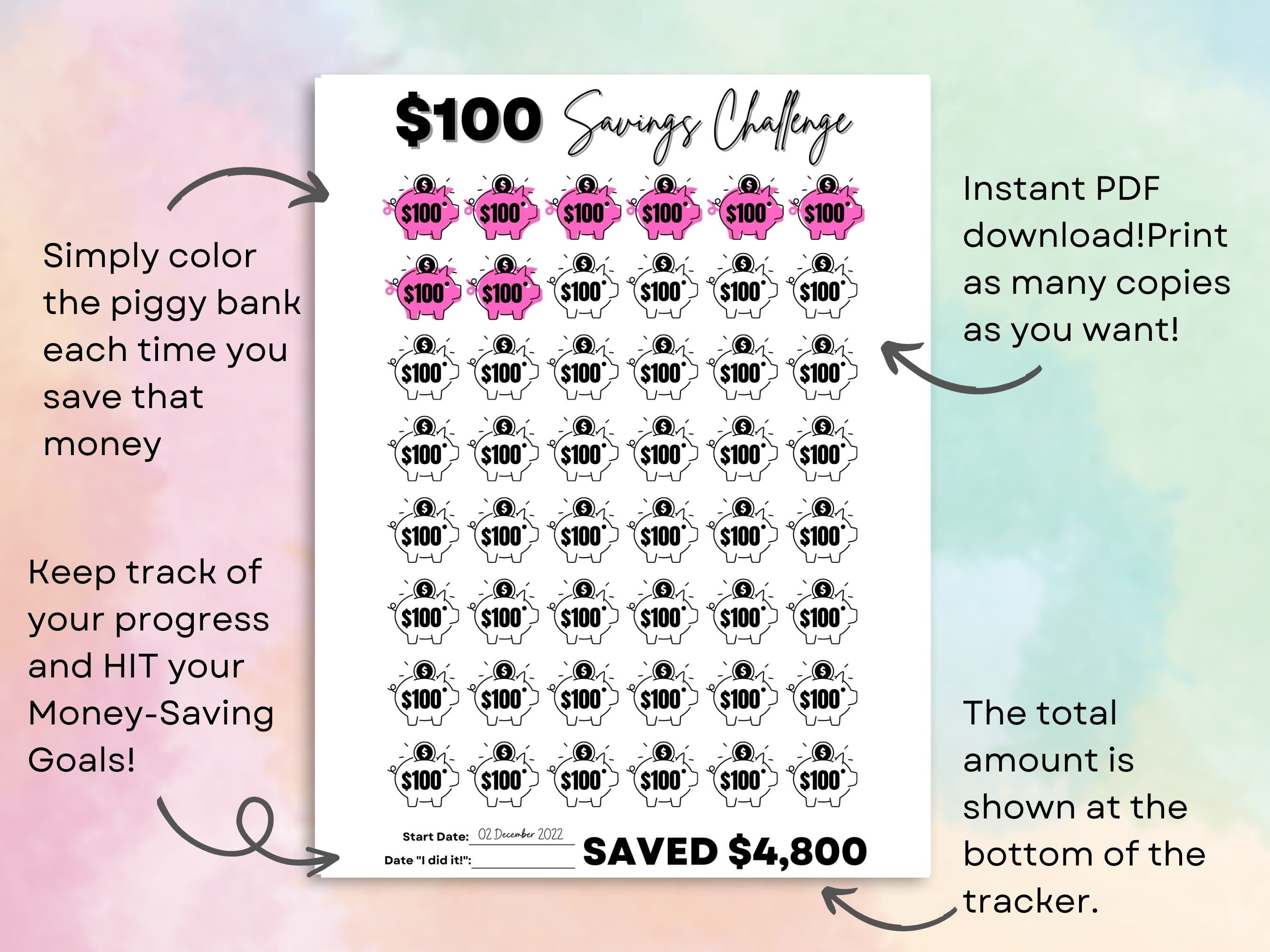 100-dollar Savings Challenge Printable Money Savings Challenge ...