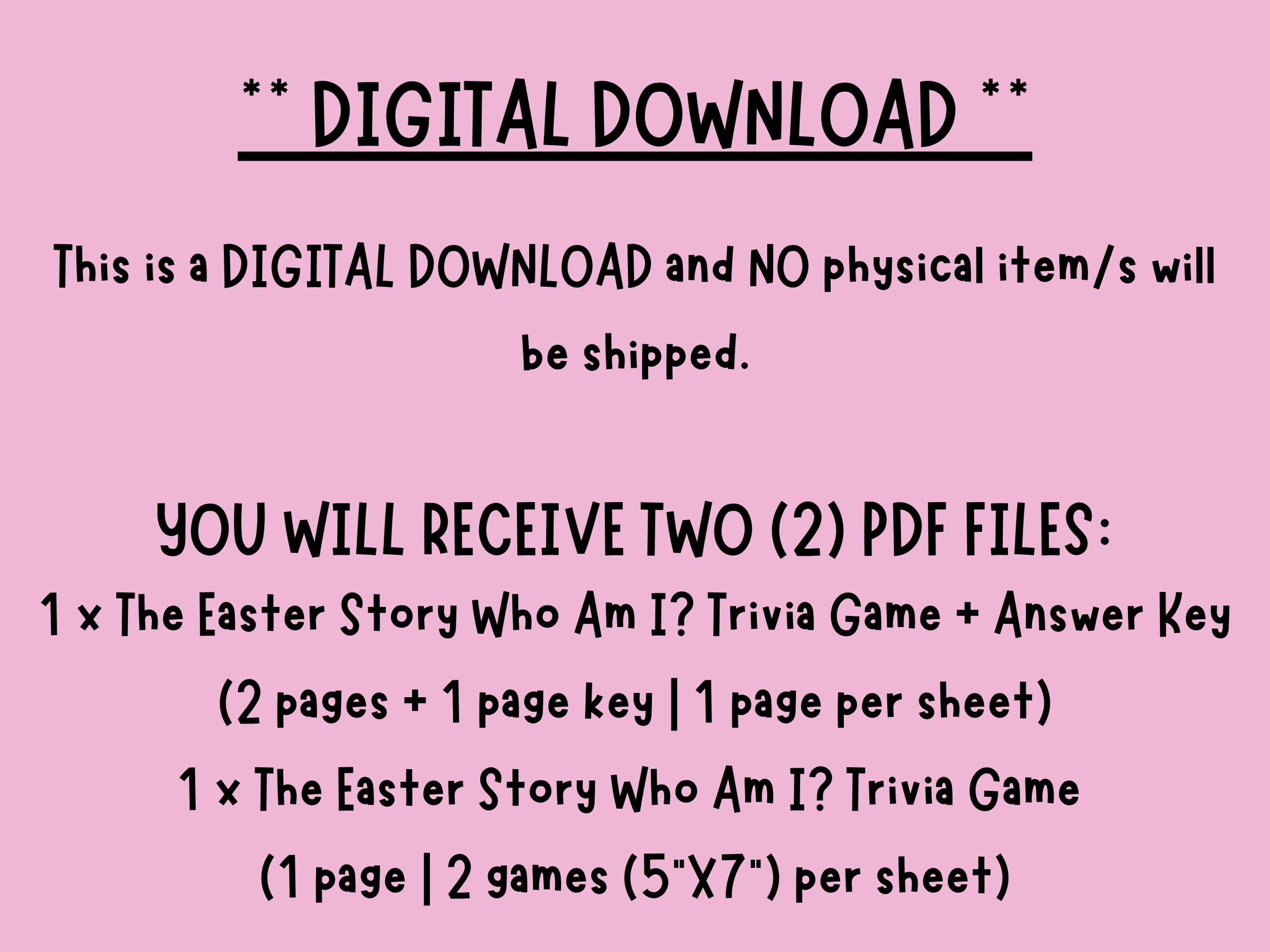 Easter Bible Trivia Game | Printable Easter Story Game | Printable ...