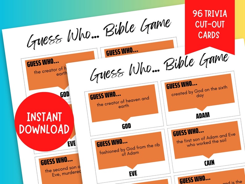Guess Who Bible Game Bible Character Trivia Game Printable Bible Games ...