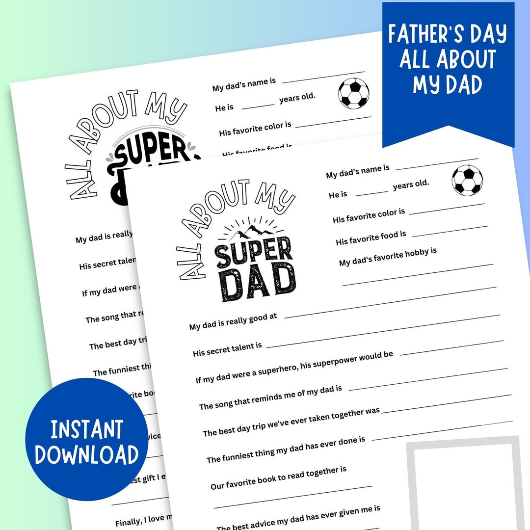 All About My Dad Questions All About My Papa Fathers Day Gift gift for ...