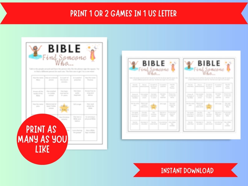 Find Someone Who Bible Game | Bible Study Group Party Game | Church ...
