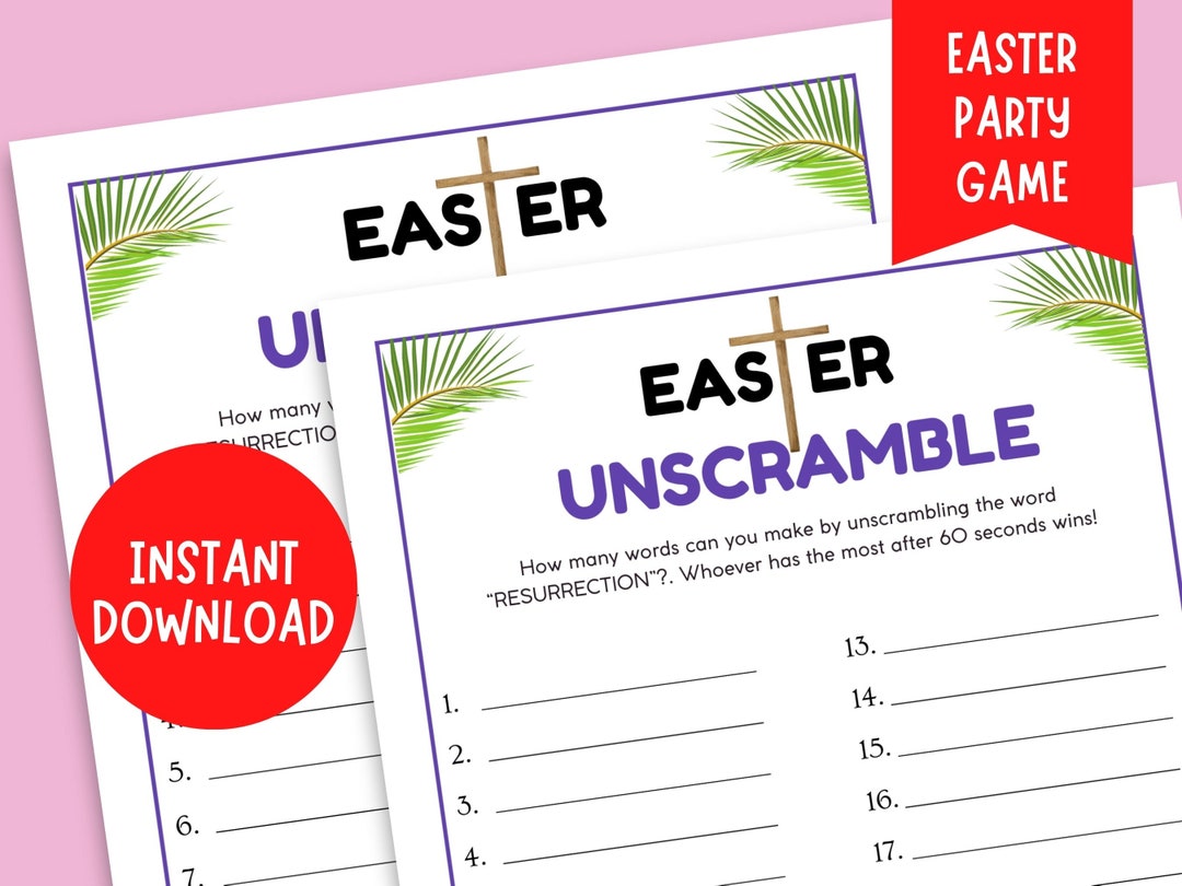 Easter Unscramble Game Easter Word Scramble Printable Easter Game ...