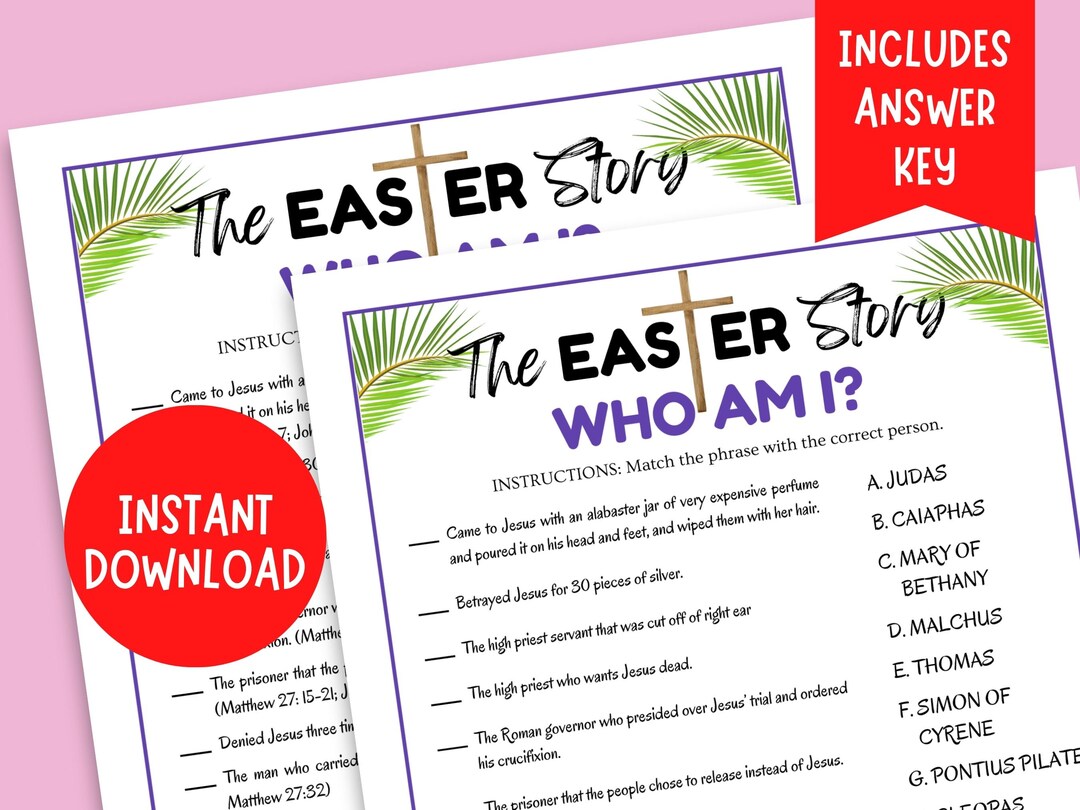 Easter Bible Trivia Game Printable Easter Story Game Printable Easter ...