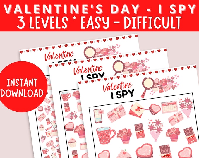 Valentines Day I Spy Activity Bundle, Valentines Day Printable Games ...