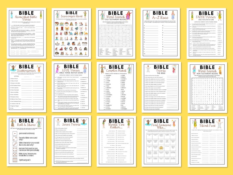 Bible Games Bundle Printable Bible Games Bible Study Game Church Game ...