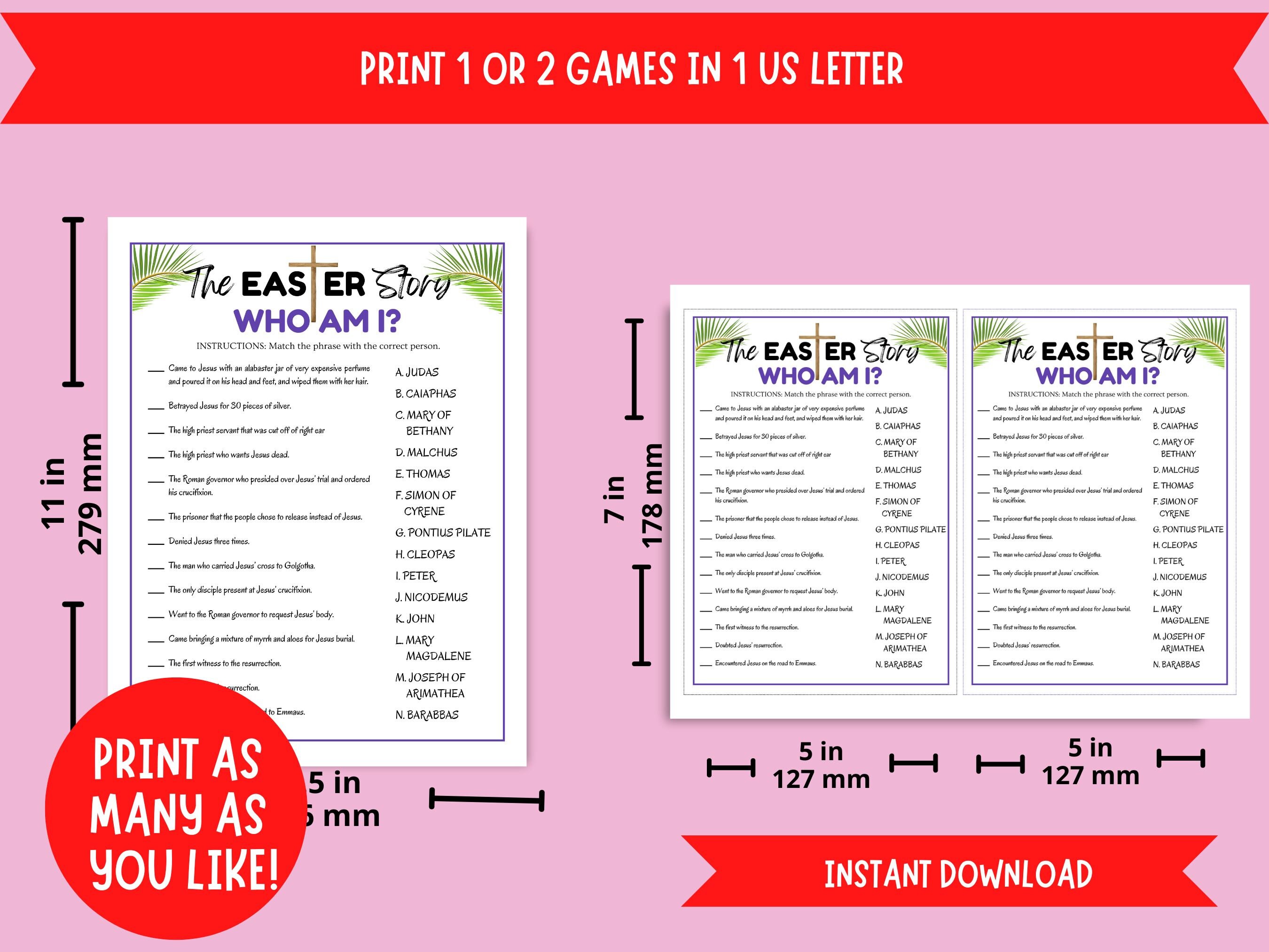 Easter Bible Trivia Game Printable Easter Story Game Printable Easter ...