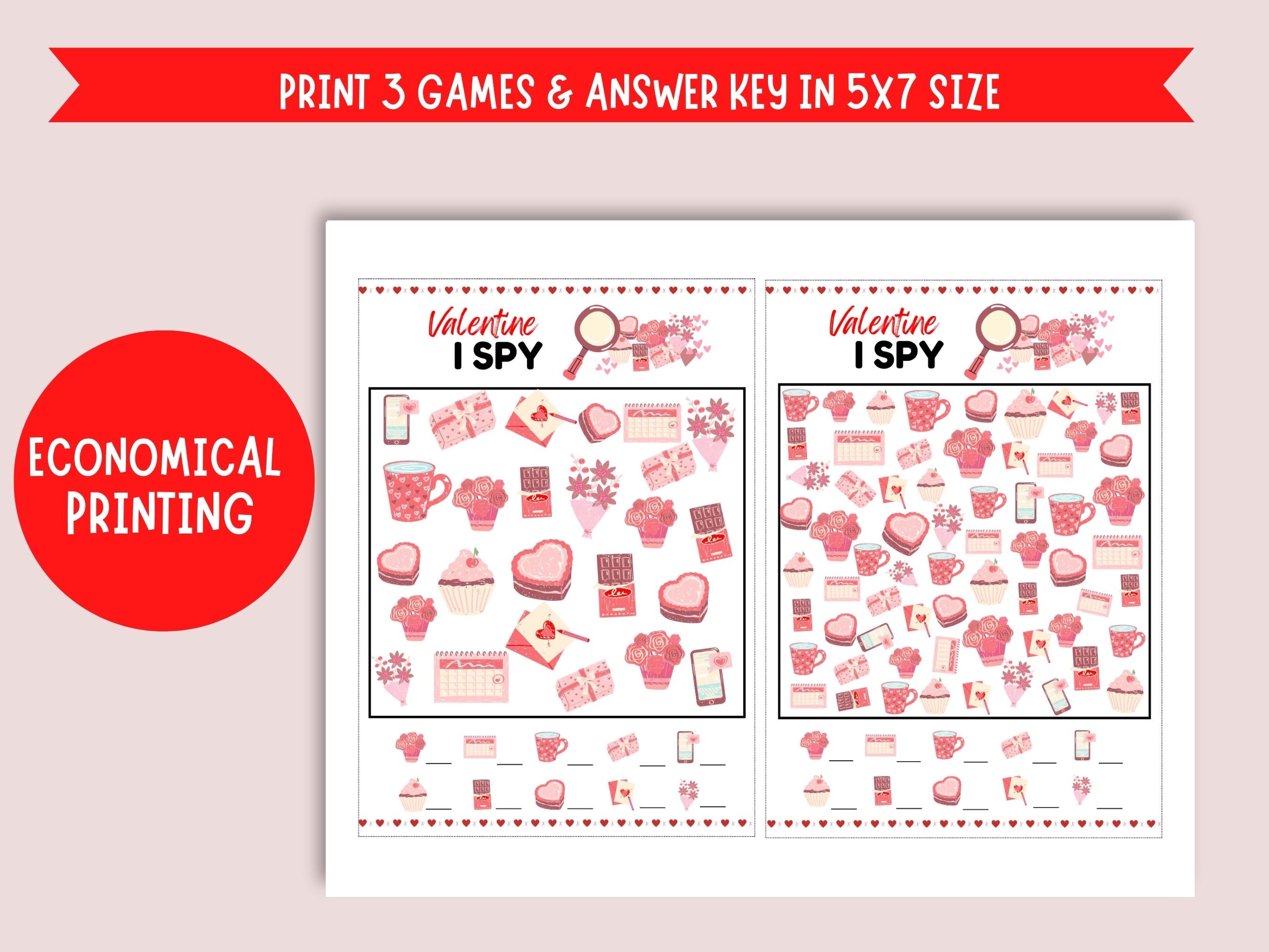 Valentines Day I Spy Game Printable Kids Valentines Activity Valentine ...