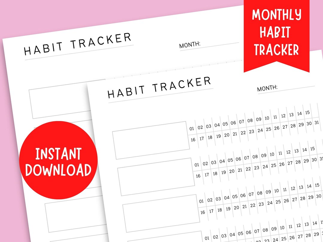 Minimalist Monthly Habit Tracker Printable Portrait Habit Tracker ...