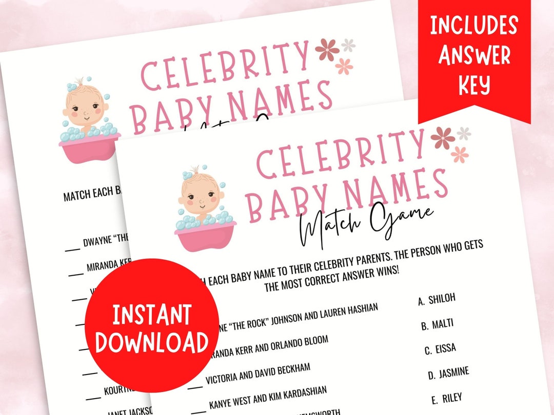 Celebrity Baby Names Printable Game | Baby Shower Celebrity Edition ...