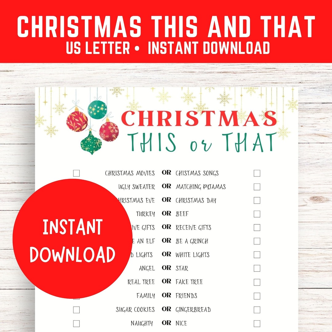 Printable Christmas This or That Game | Christmas Party Game | Holiday ...