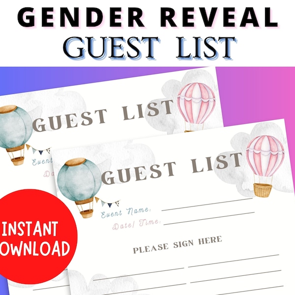 Gender Reveal Sign in Sheet - Etsy