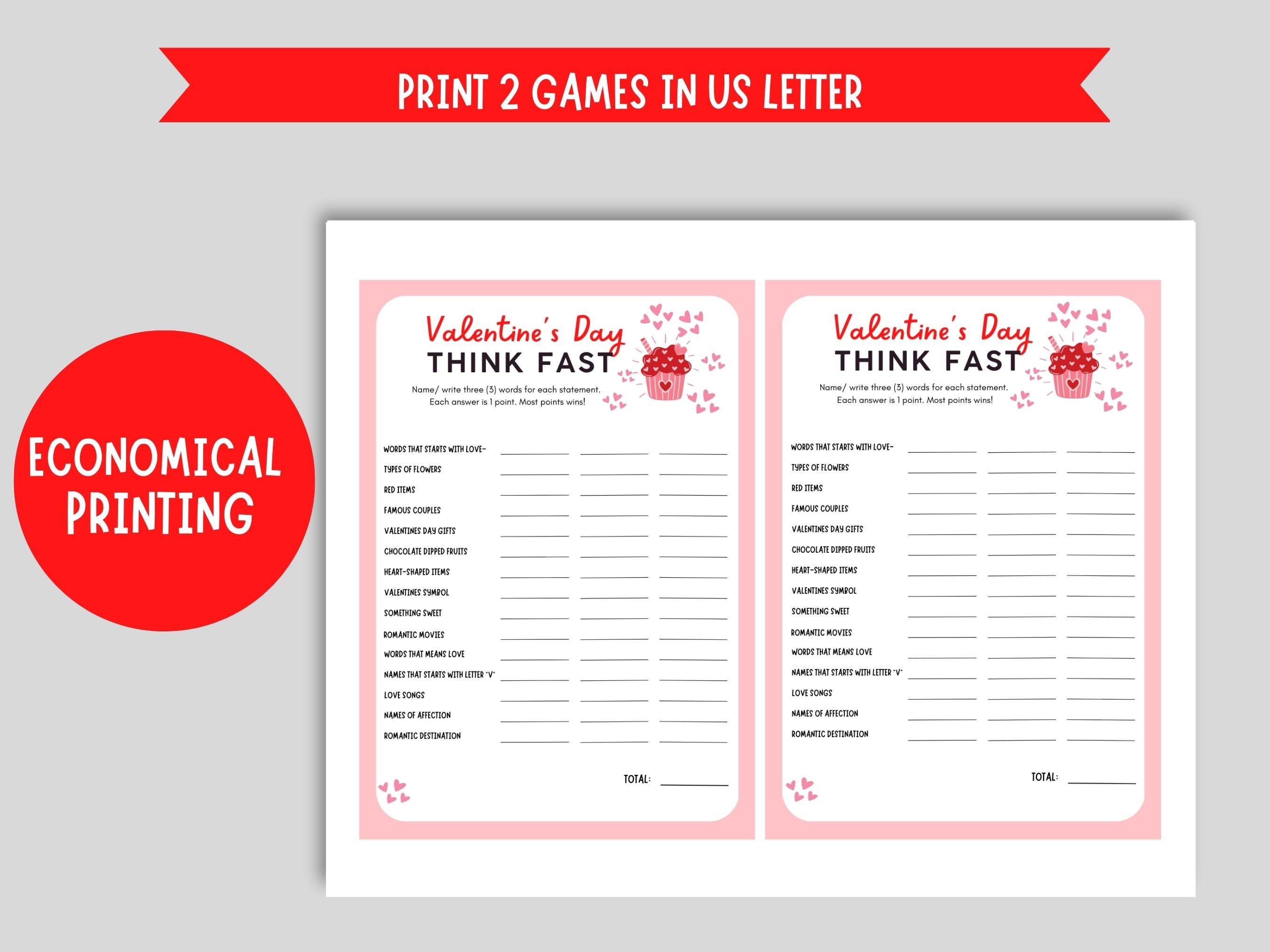 Printable Valentine's Day Think Fast Game | Printable Valentine's Day ...