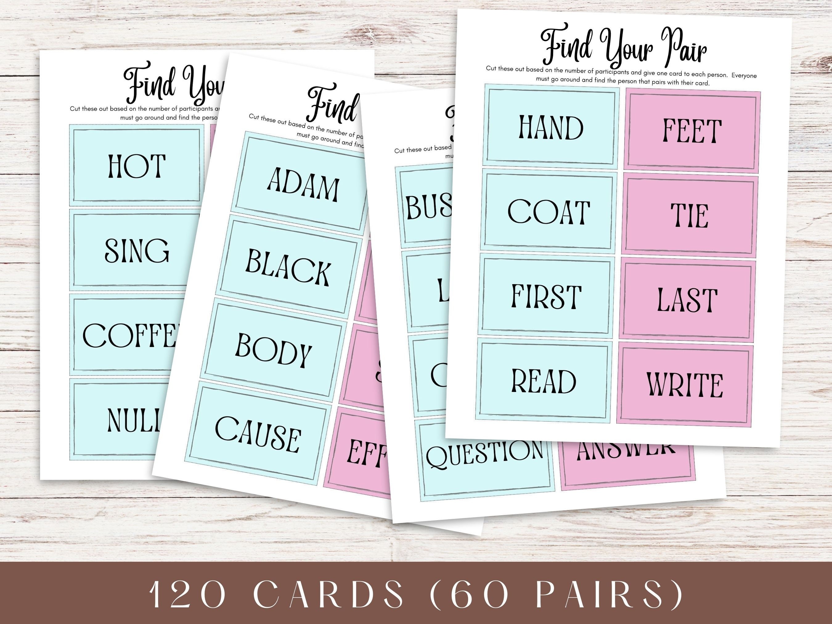 Find Your Pair Game | Printable Office Ice Breaker Game | Work Games ...