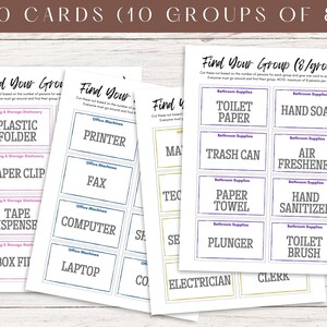 Find Your Pair Group | Printable Office Ice Breaker Game | Work Games ...