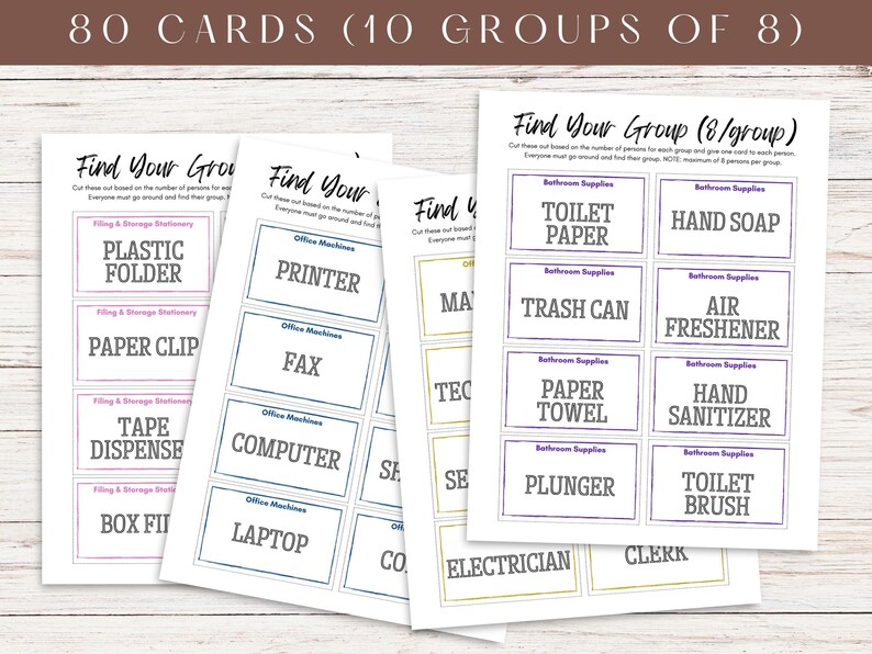 Find Your Pair Group | Printable Office Ice Breaker Game | Work Games ...