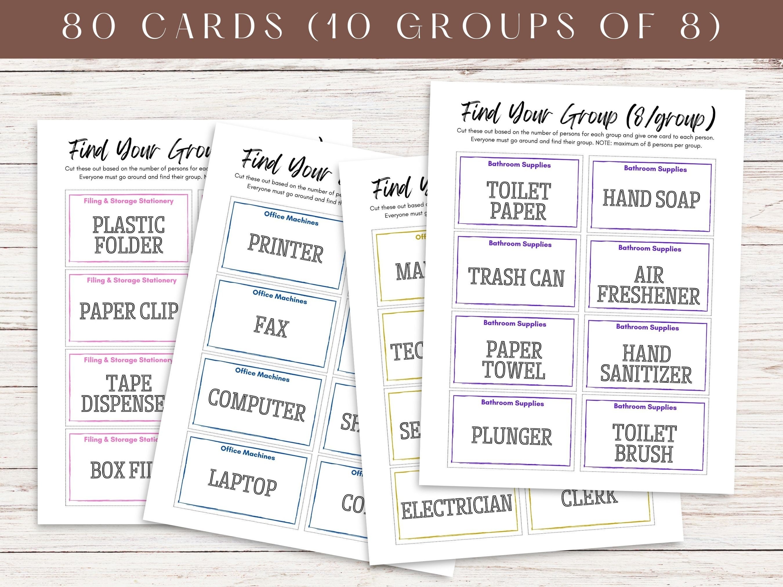 Find Your Pair Group | Printable Office Ice Breaker Game | Work Games ...