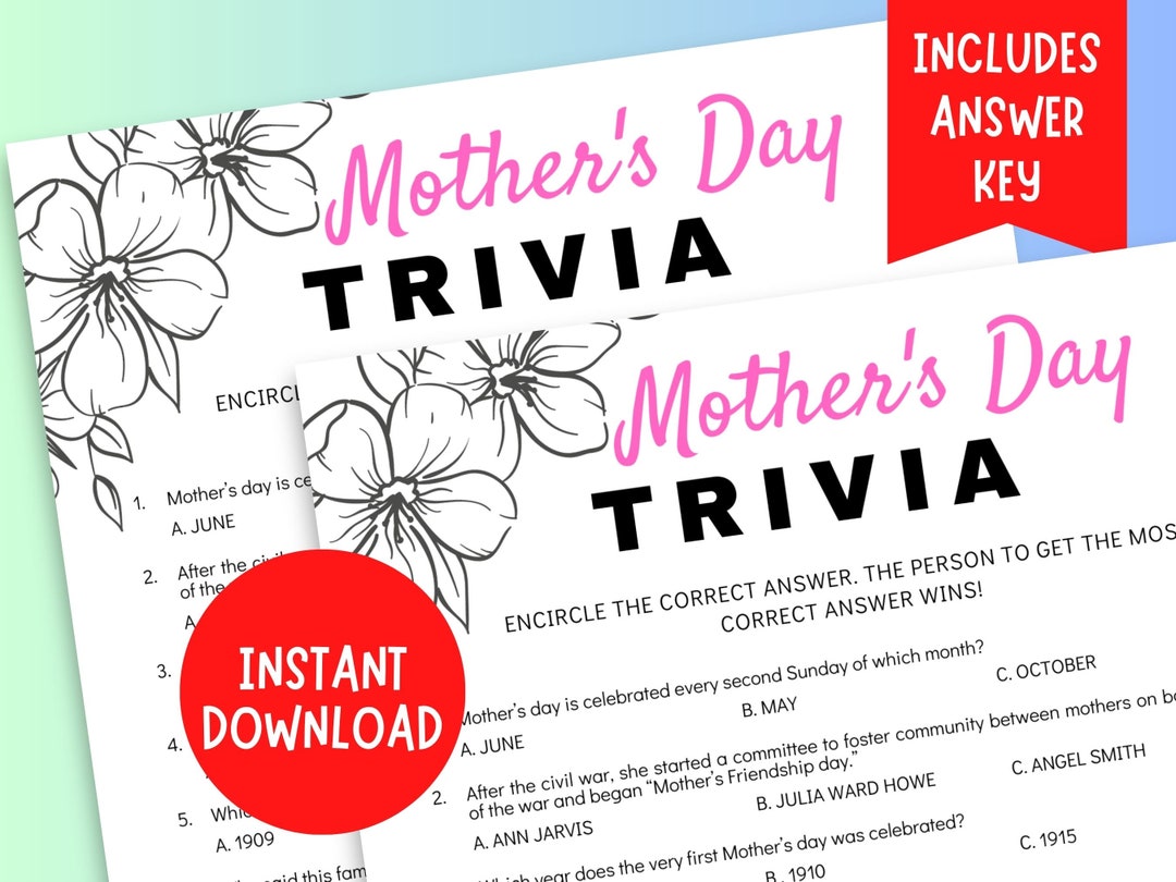 Mothers Day Trivia Game | Mothers Day Games | Fun Mothers Day Trivia ...