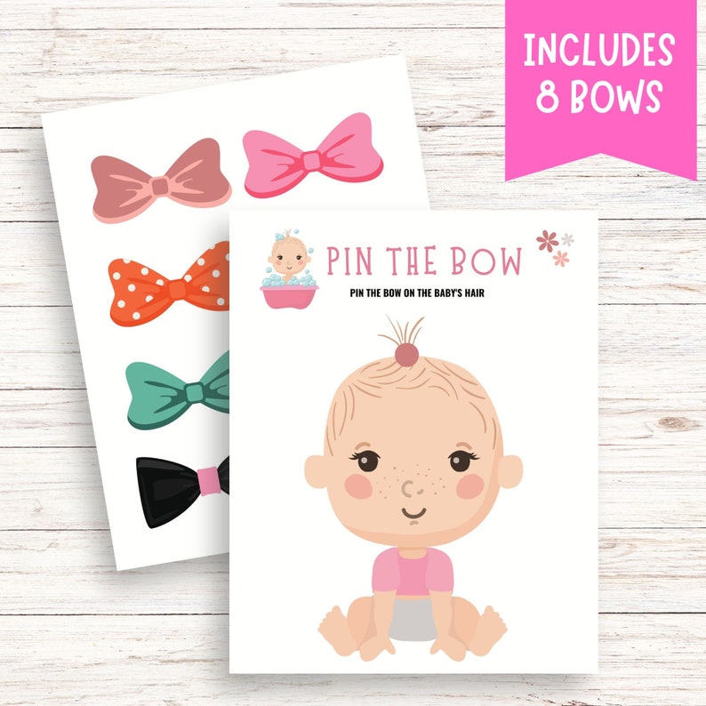 Pin the Bow Game | Baby Shower Party Game | Pin Game Printable | Pin ...
