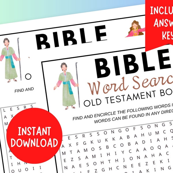 Old Testament Books of the Bible Word Search Game, Bible - Etsy