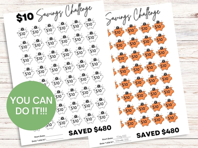 10-dollar Savings Challenge Printable Money Savings Challenge Printable ...
