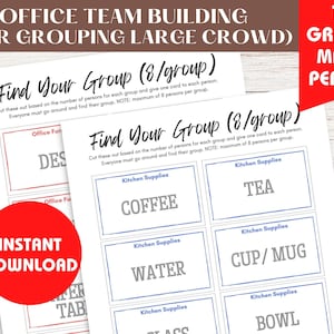 Find Your Pair Group | Printable Office Ice Breaker Game | Work Games ...