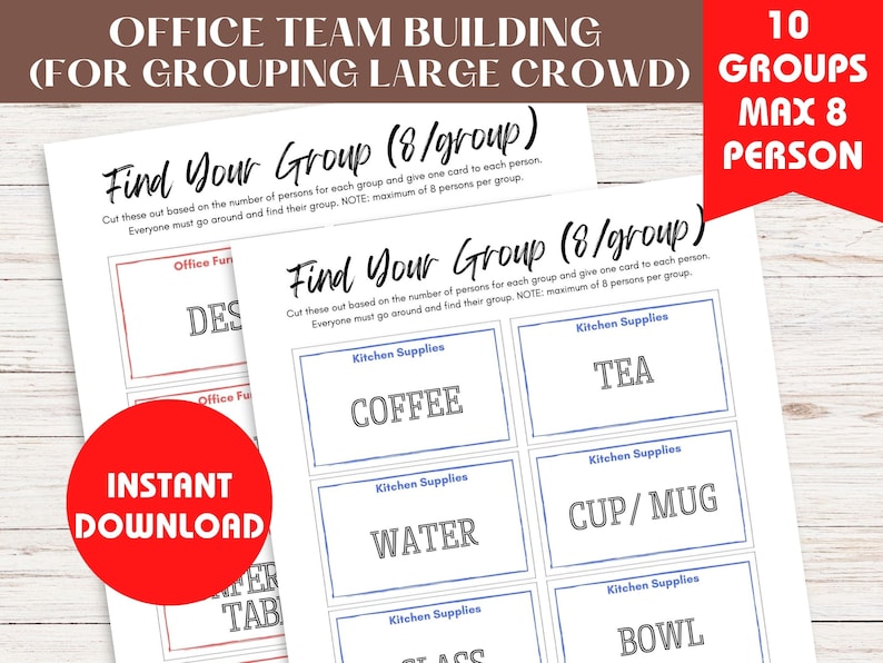 Find Your Pair Group | Printable Office Ice Breaker Game | Work Games ...