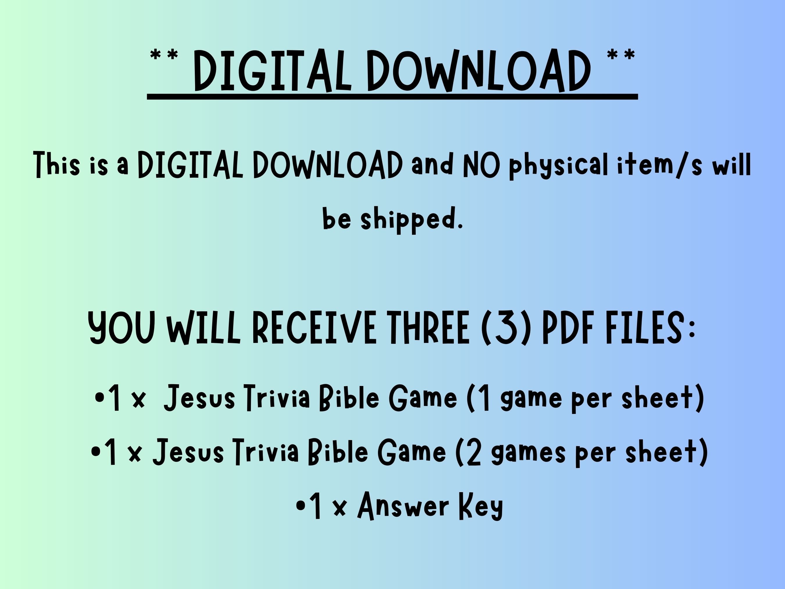 Jesus Trivia Bible Game | Bible Study Group Party Game | Bible Games ...
