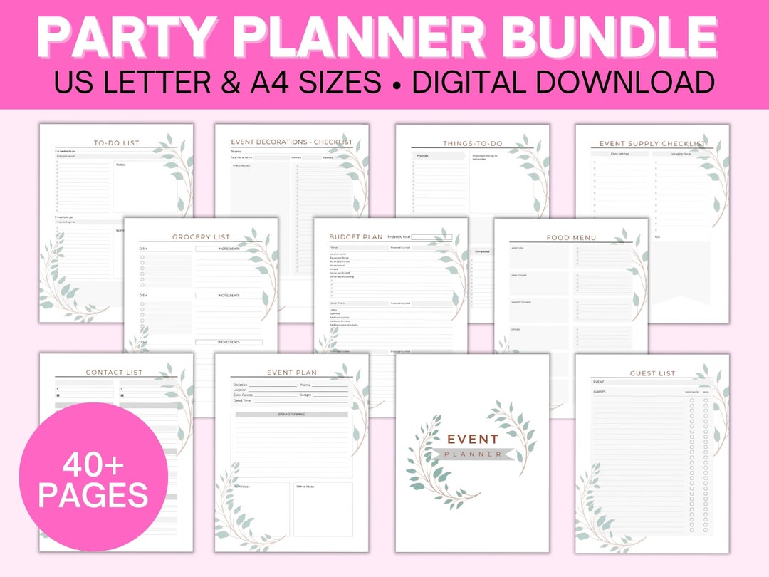 Event Planner Bundle | Printable Party Planner | Event Organizer ...