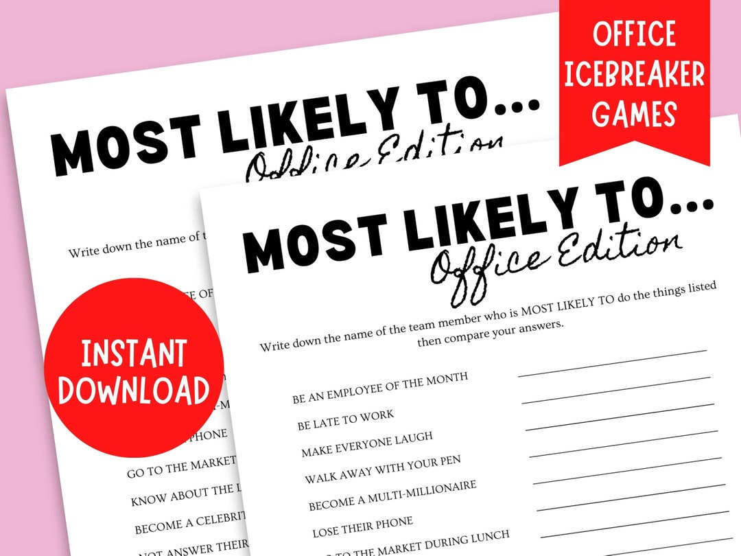 Most Likely To: Office Edition Printable Game | Office Icebreakers ...