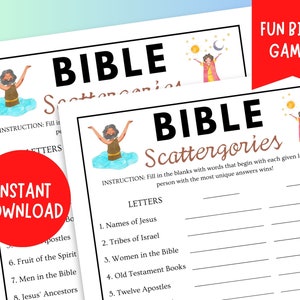 Printable Bible Scattergories Game | Bible Study Group Party Game ...
