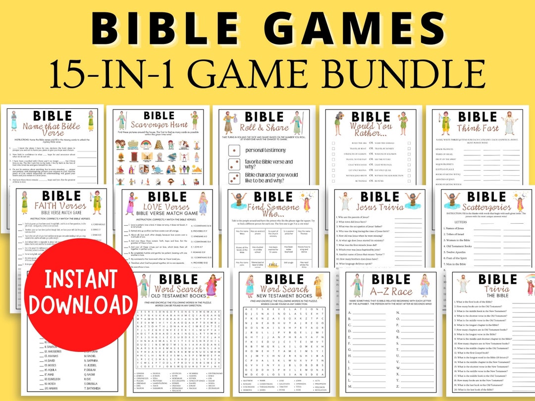 Bible Games Bundle Printable Bible Games Bible Study Game Church Game ...