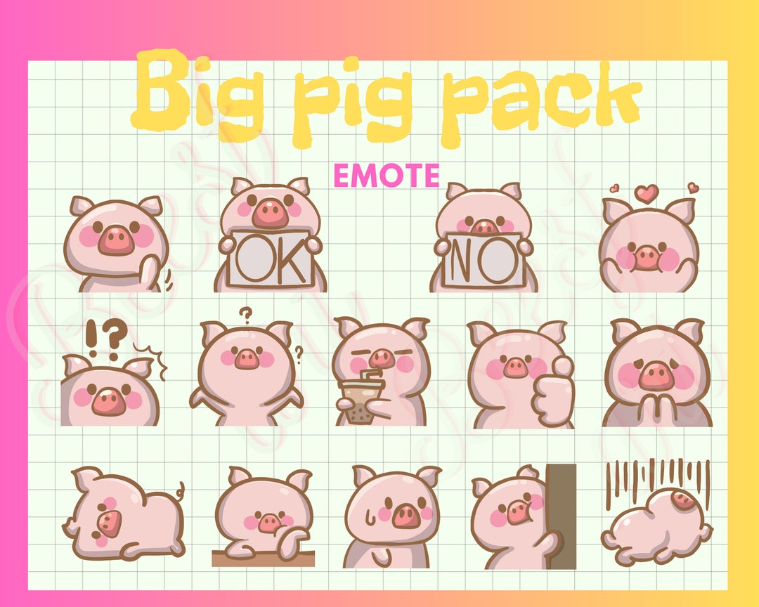 Cute Big Pig Twitch/discord Emote Pack - Etsy