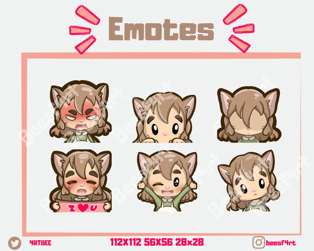 Cute Neko/cat Girl Twitch/ Discord Emote Pack - Etsy