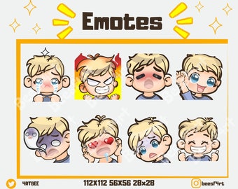 Cute Cartoon Guy Emote MEGAPACK blonde Hair, Blue Eyes Includes 18 ...