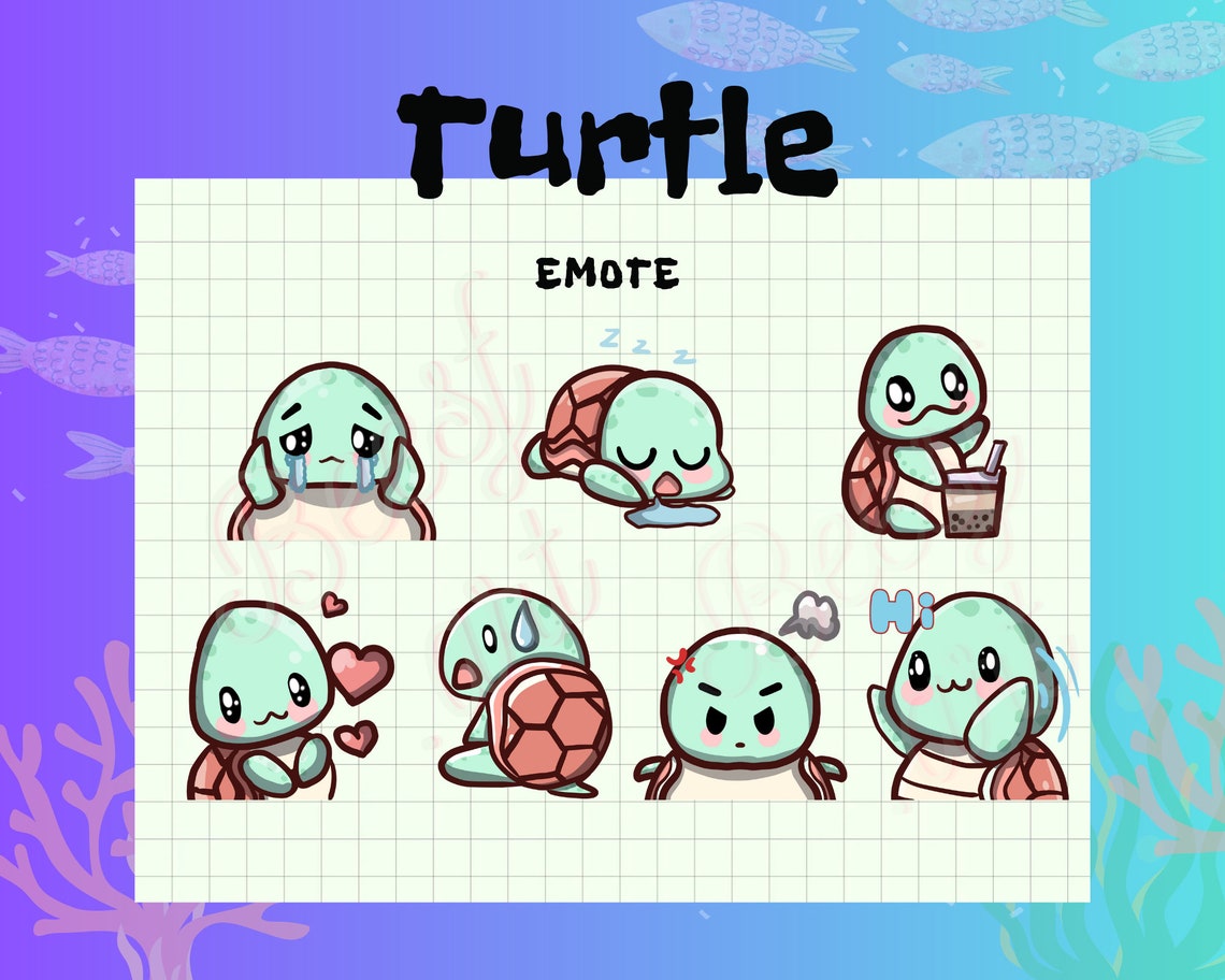 Cute Turtle Twitch/ Discord Emotes - Etsy