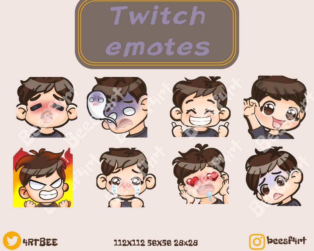 Cute Brown Hair and Eye Twitch Emote Pack - Etsy