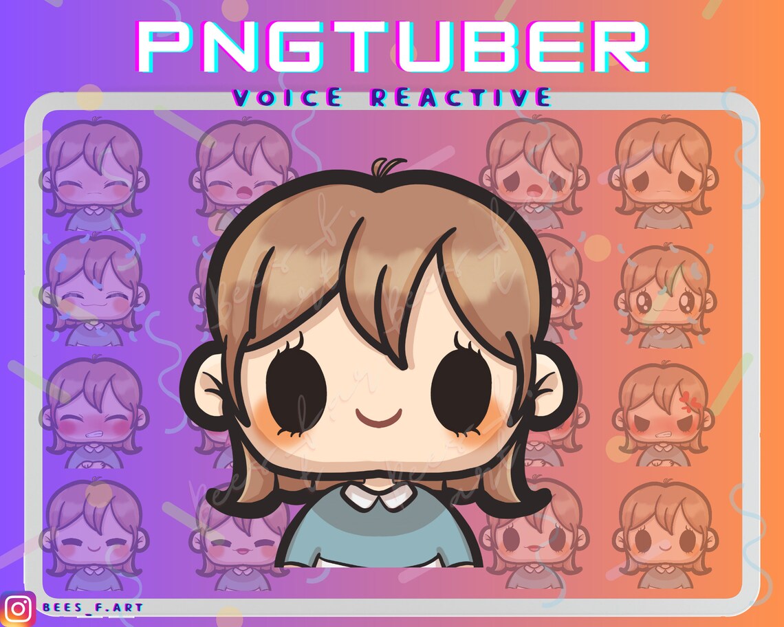 Pngtuber Cute Brown Hair Girl | Voice Reactive | Twitch Streamer Vtuber ...