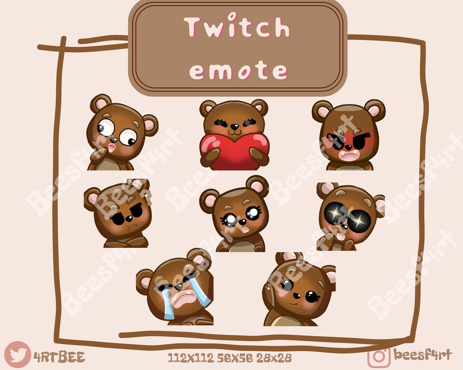 Cute Tedd, Bear Twitch/discord Emote Pack - Etsy