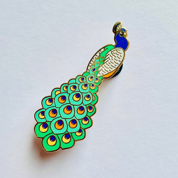 Peacock Enamel Pin - Etsy