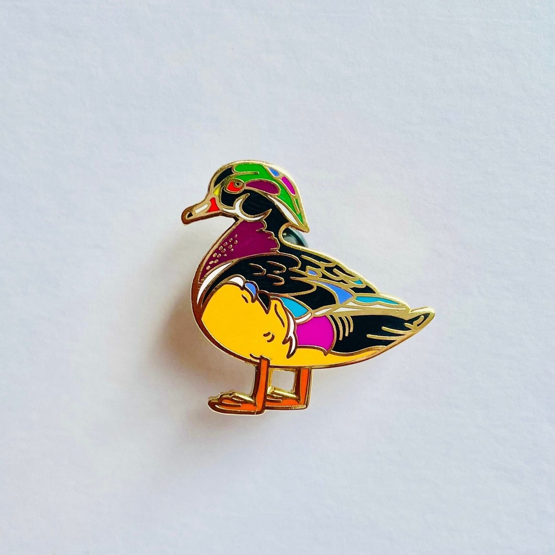Duck Enamel Pin, Wood Duck Lapel Pin Badge, Mallard, Gift for Him ...