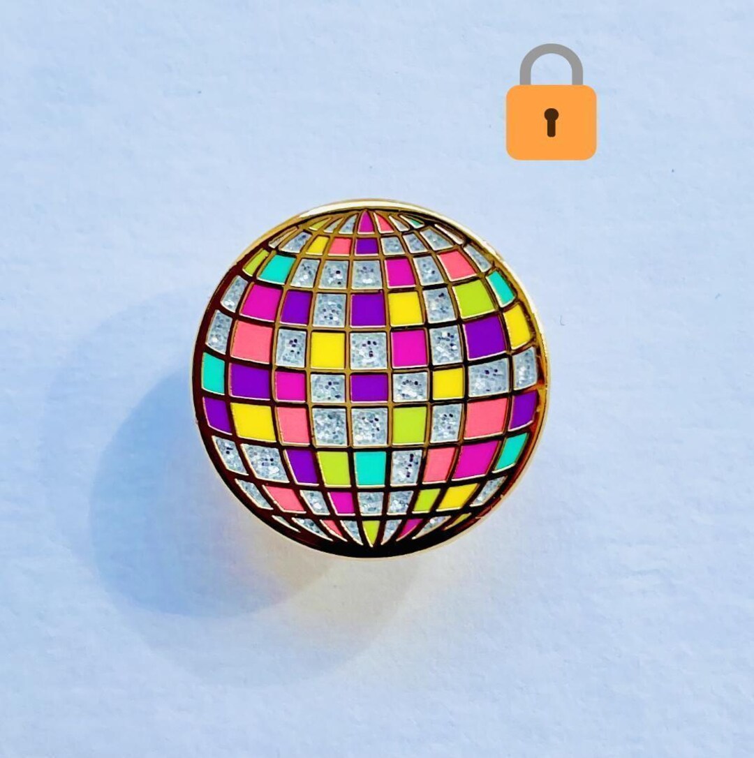 Disco Ball Enamel Pin, Gold Festive Lapel Badge (winter Holiday ...