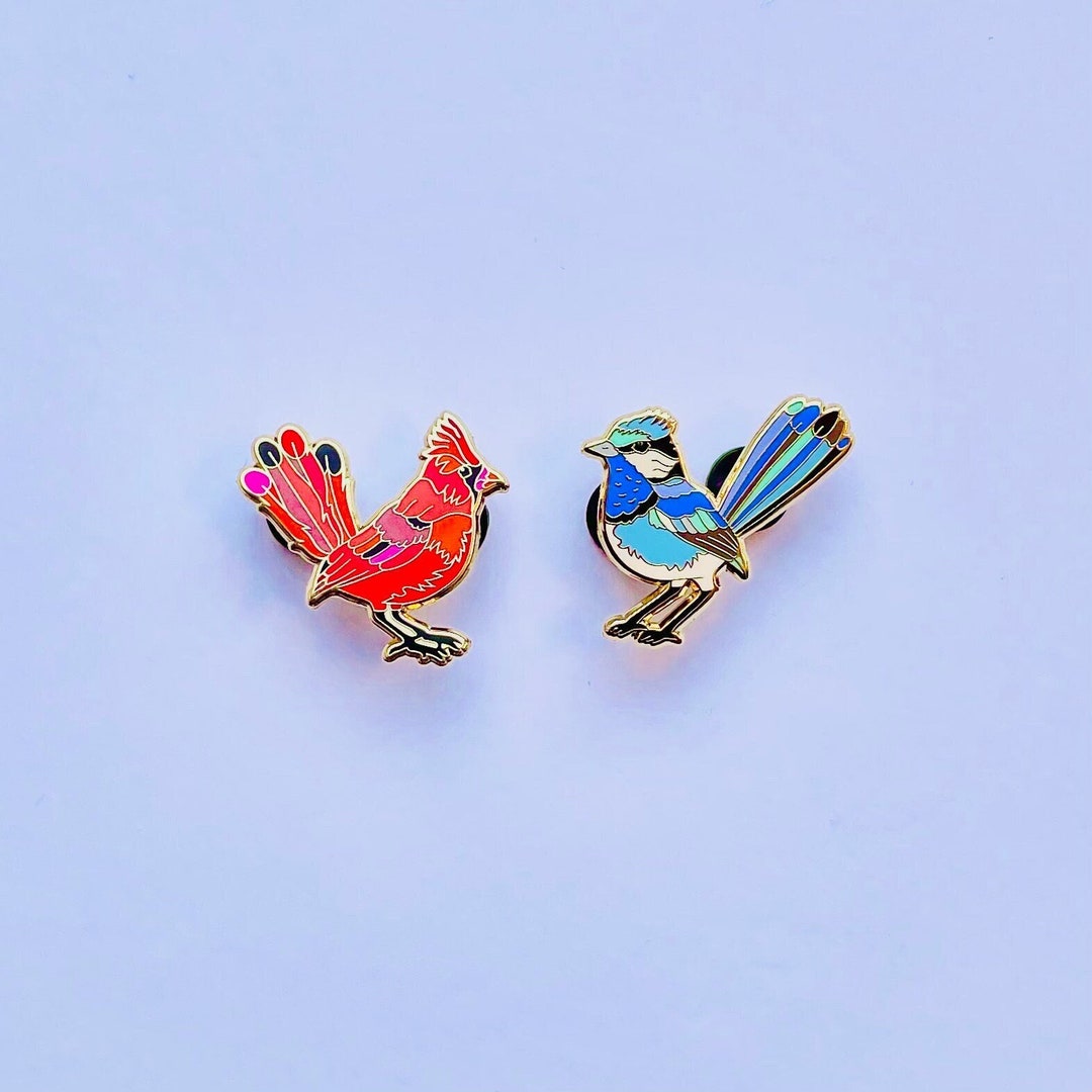 Fairywren Red Cardinal Enamel Pin Set, Splendid Fairywren, Northern ...